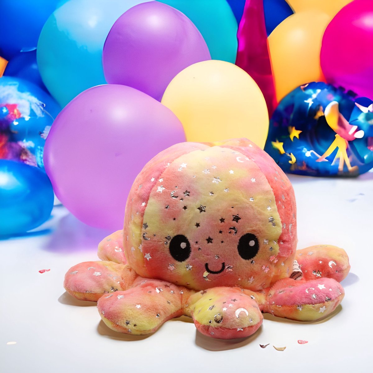 Grote Mood Octopus Knuffel – XL 30cm - Emotie Knuffel Omkeerbaar ...