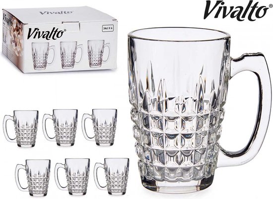 Vivalto thee/koffie glazen 6stuks Vaatwasserbestendig, hoge kwaliteit ...