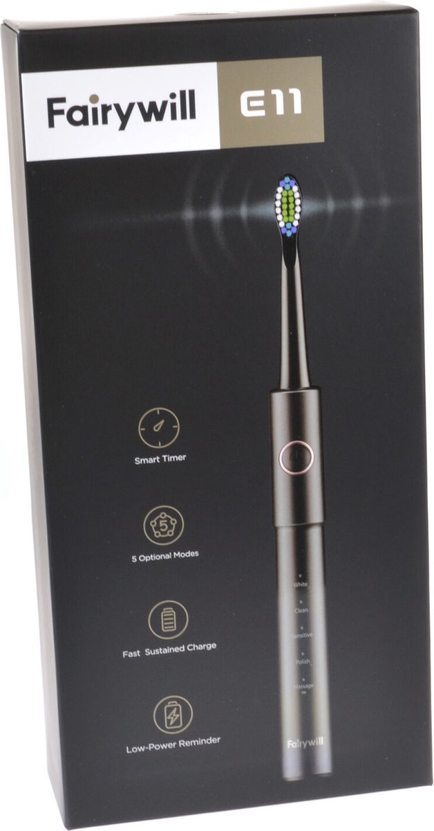 Fairywill E11 elektrische tandenborstel set met 5x borstelopzetstuk | bol.com