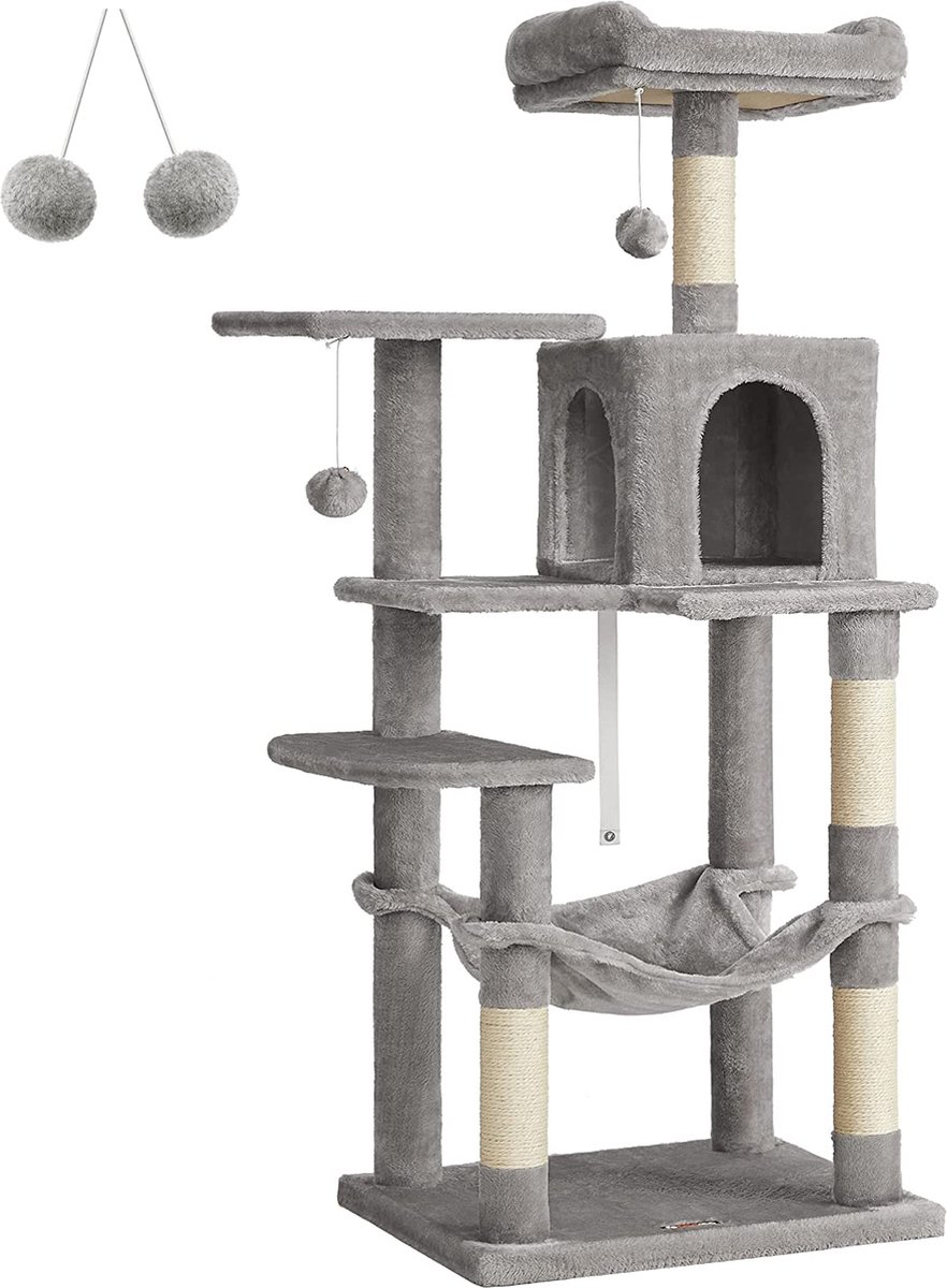 MIRA Home - Krabpaal - Kattenpaal - Grijs - Hout - ‎55x45x143cm | bol.com