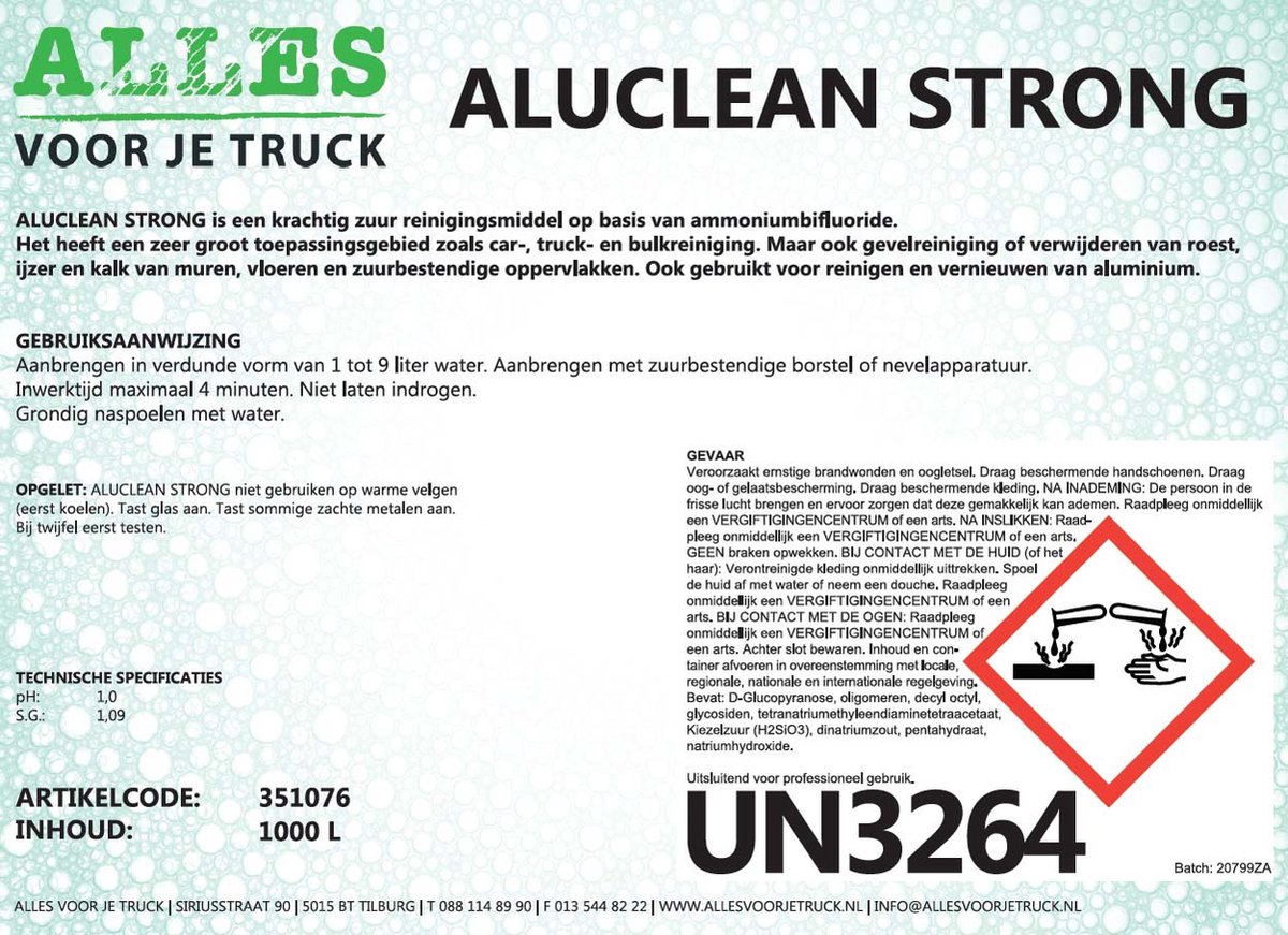 Aluminium reiniger AVJT Aluclean Strong, 1000 ltr | bol
