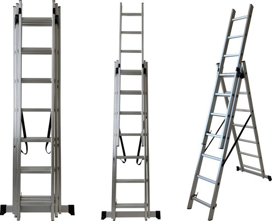 Eurostairs Home reform ladder driedelig recht 3x11 sporten | bol.com