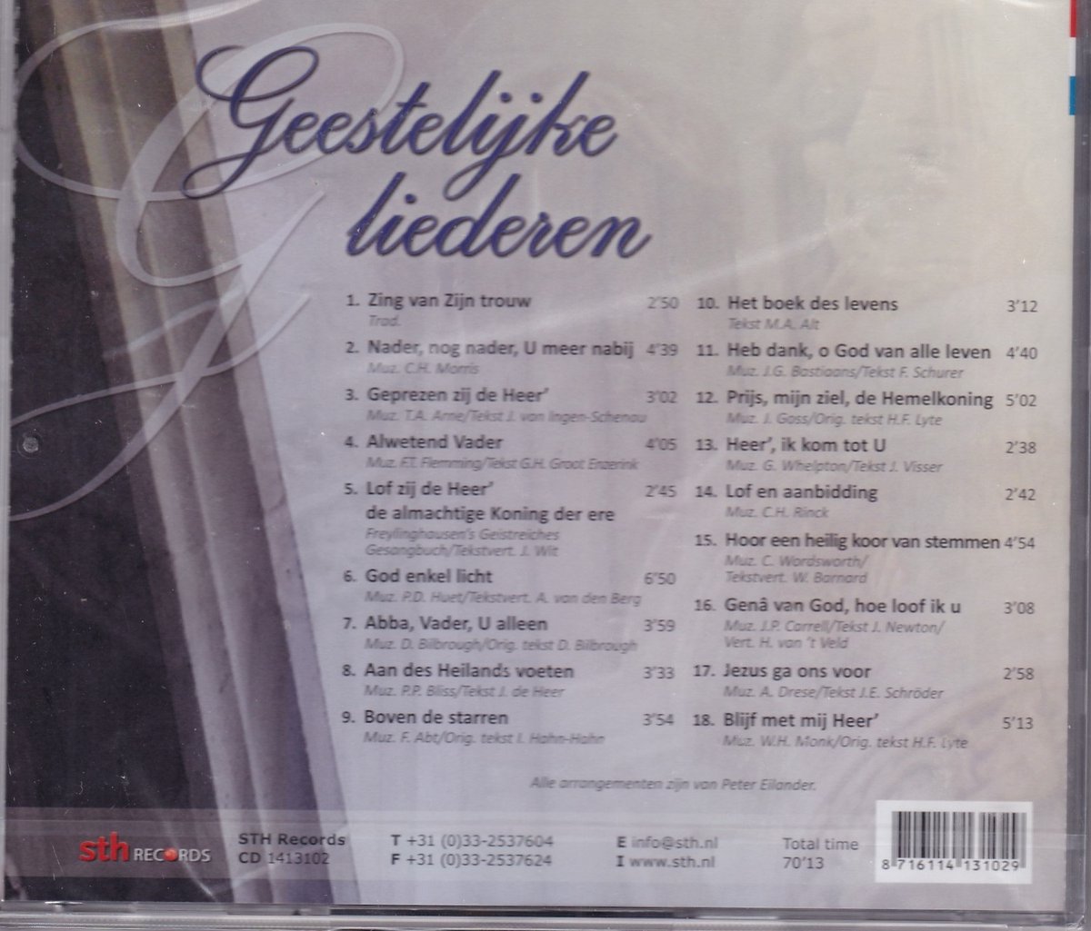 Geestelijke liederen - Chr. Gem. Koor Cantate Deo Amersfoort o.l.v. Peter Eilander,... | bol.com