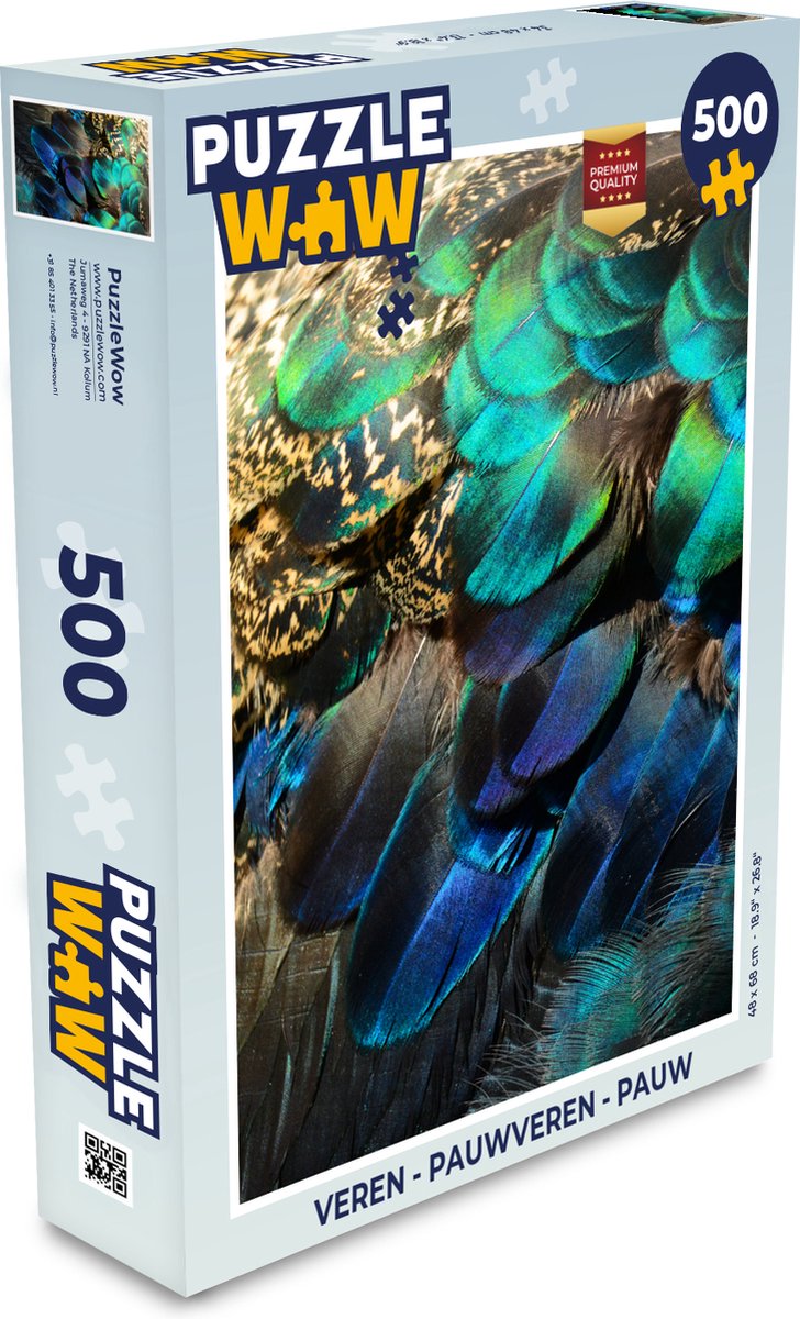 Puzzel Veren - Pauwveren - Pauw - Blauw - Kunst - Legpuzzel - Puzzel ...