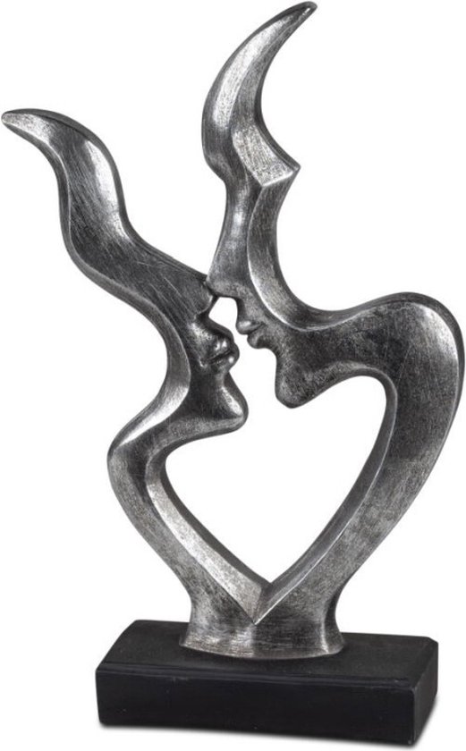 Liefde - Beeld - Decoratie - Antiek zilver - Kunst - 35x22x7cm | bol