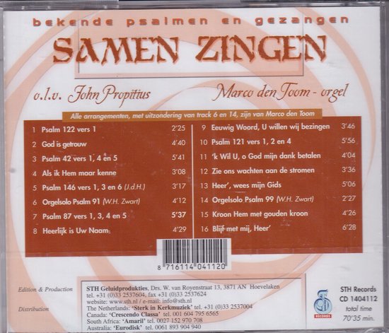 Samen zingen - Samenzang van bekende Psalmen en gezangen o.l.v. John ...