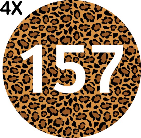 Containerstickers Huisnummer "157" - 25x25cm - Panter Print Cirkel met ...