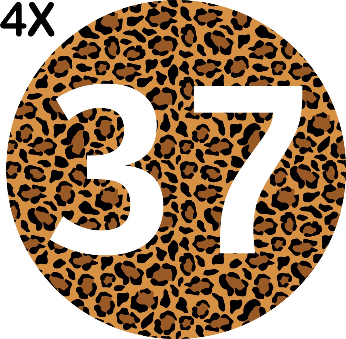 Containerstickers Huisnummer "37" - 25x25cm - Panter Print Cirkel met ...