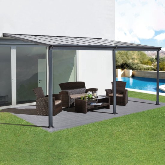 Rockford terrasoverkapping met polycarbonaat dak 495x303 cm antraciet ...