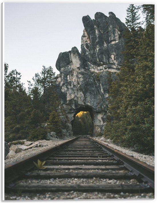 PVC Schuimplaat- Treinspoor Naar Tunnel in een Berg - 30x40 cm Foto op ...