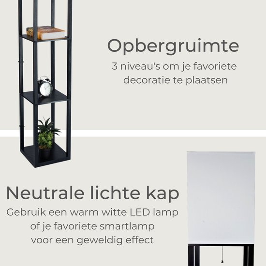Vloerlamp - Staande lamp - Stalamp - Met opbergruimte - Vloerlamp ...