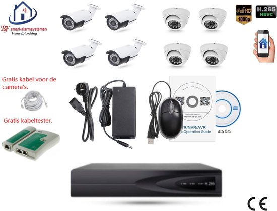 Home-Locking camerasysteem met bewegingsdetectie en NVR 5.0MP H265 POE met 4 dome en 4... | bol