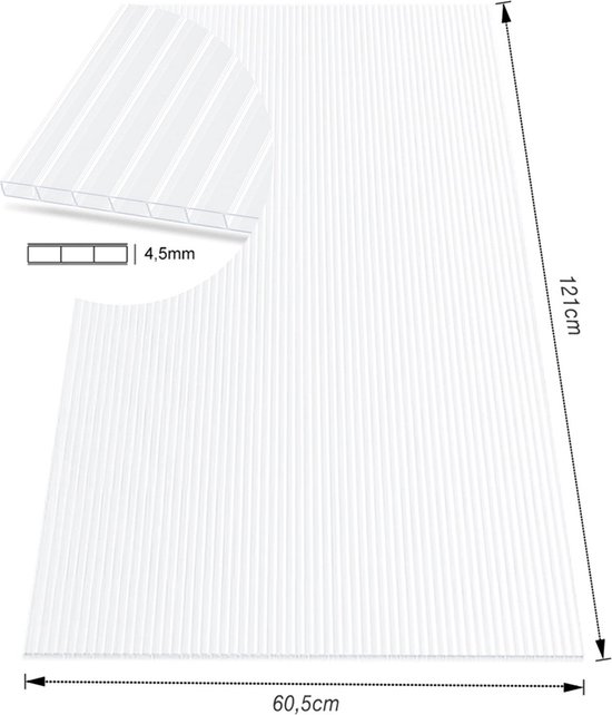 casa pura Polycarbonaat plaat - DIY - Broeikas plaat - Wit - 60,5 x 121 ...