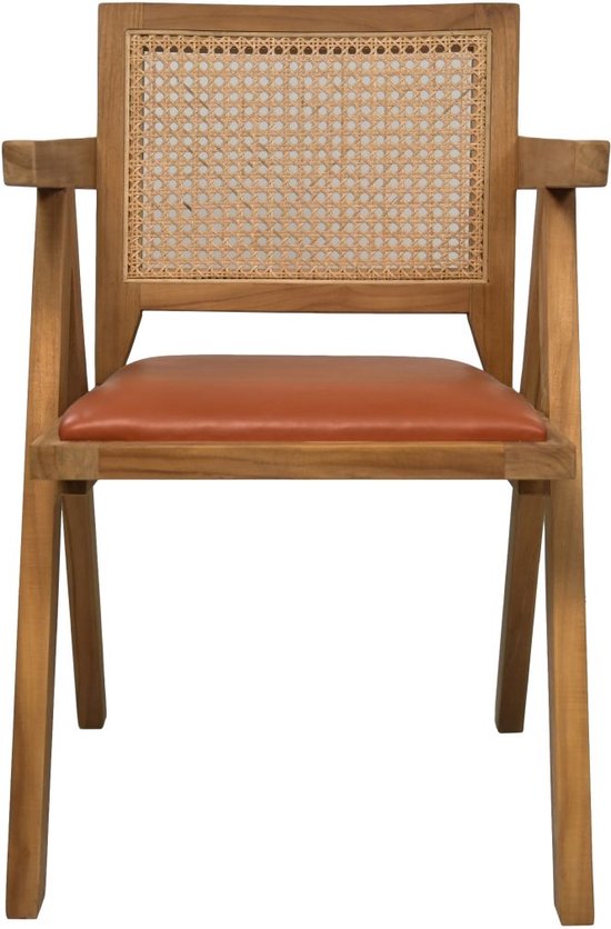 HSM Collection - Eetkamer stoel - Naturel - Tea/leder | bol.com