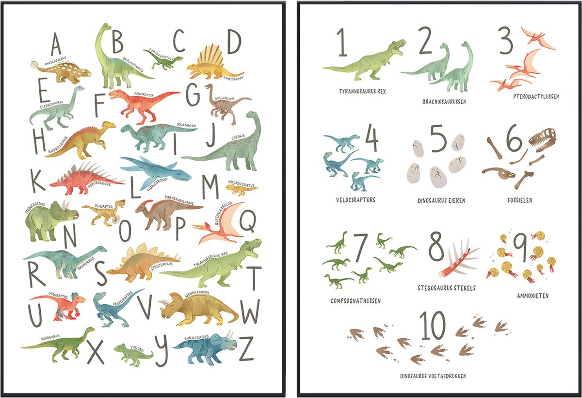 No Filter - 2 posters - Dinosaurus poster set - 30x40 cm (A3 formaat ...