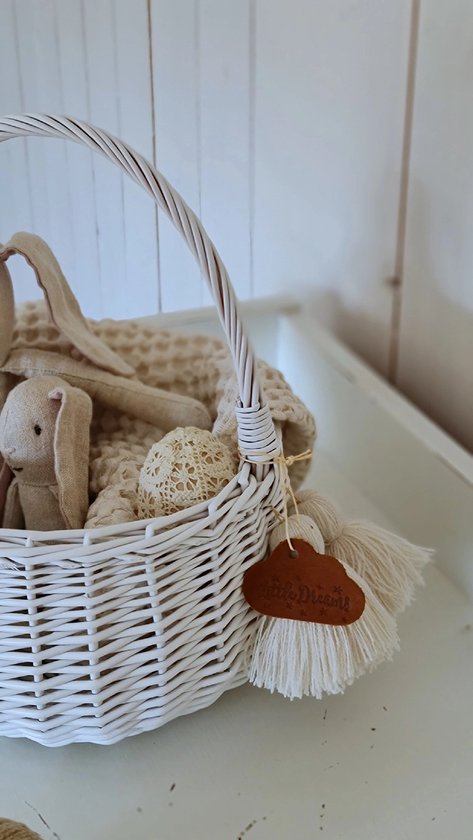 Mand - Riet - Handtas - Handgemaakt - Wit - Decoratie - Boho | bol