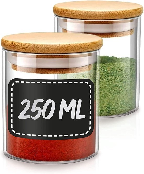 Kruidenpotjes set van 8 250ml met etiketten en pen om te labelen - Luchtdicht -... | bol