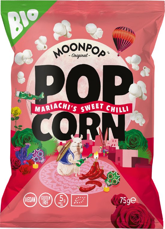 Moonpop Popcorn Sweet Chilli biologisch (Share) 6x 75 gram | bol