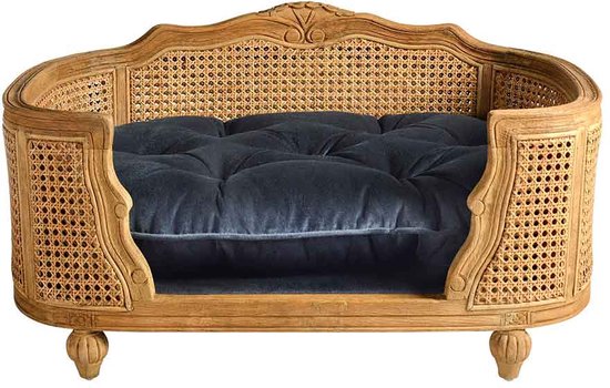 Lord Lou - Arthur Webbing Blauw Velvet S - Luxe Hondenmand - Luxe ...