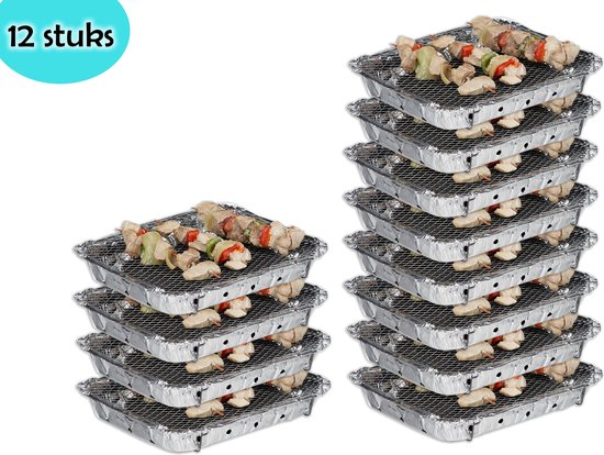 12x wegwerp BBQ - wegwerpbarbecue - gebruiksklaar 500 g kolen - instant ...