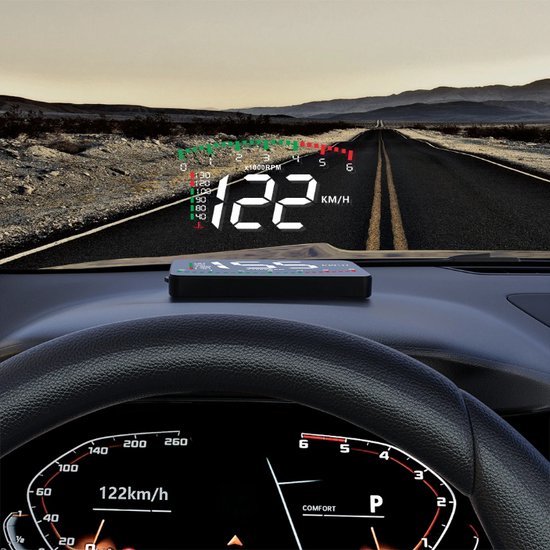 Geyiren M6 HUD 3.0 inch auto head-up display met OBDII en EUOBD-systeem, snelheids- en... | bol