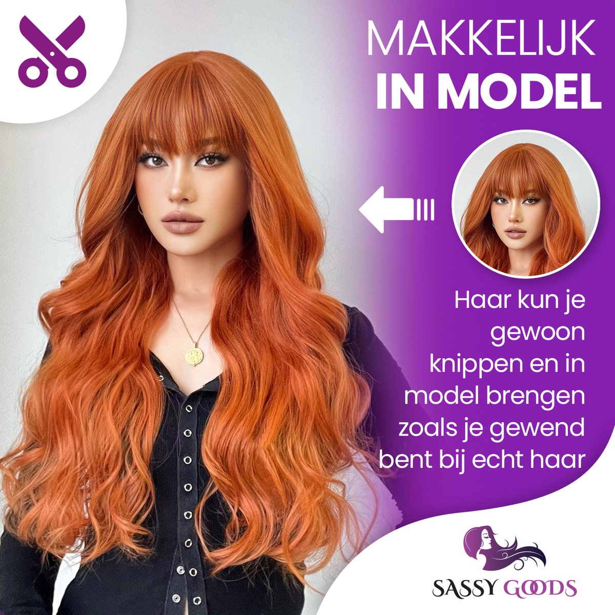 Koper Rode Pruik - Sassy Goods Pruiken Dames Lang Haar - Wig - Ginger ...