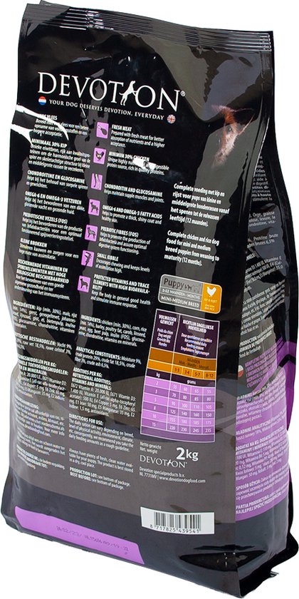 Devotion Puppy Mini/Medium met Kip en Rijst - 2kg - Hondenvoer | bol.com