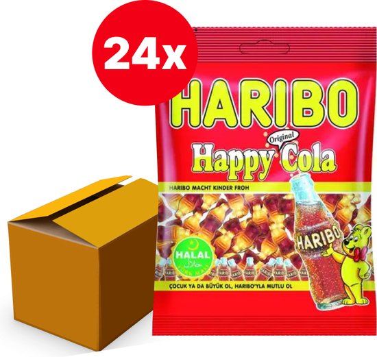 Haribo Halal Happy Cola - 1 doos x 24 zakjes | bol