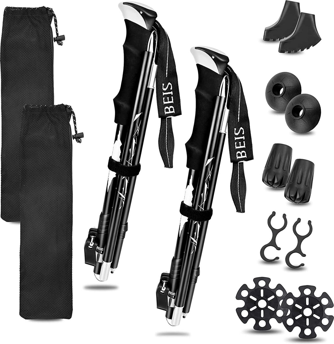 RESKO - Trekkingstokken - 2 stuks - Inklapbare wandelstokken ...