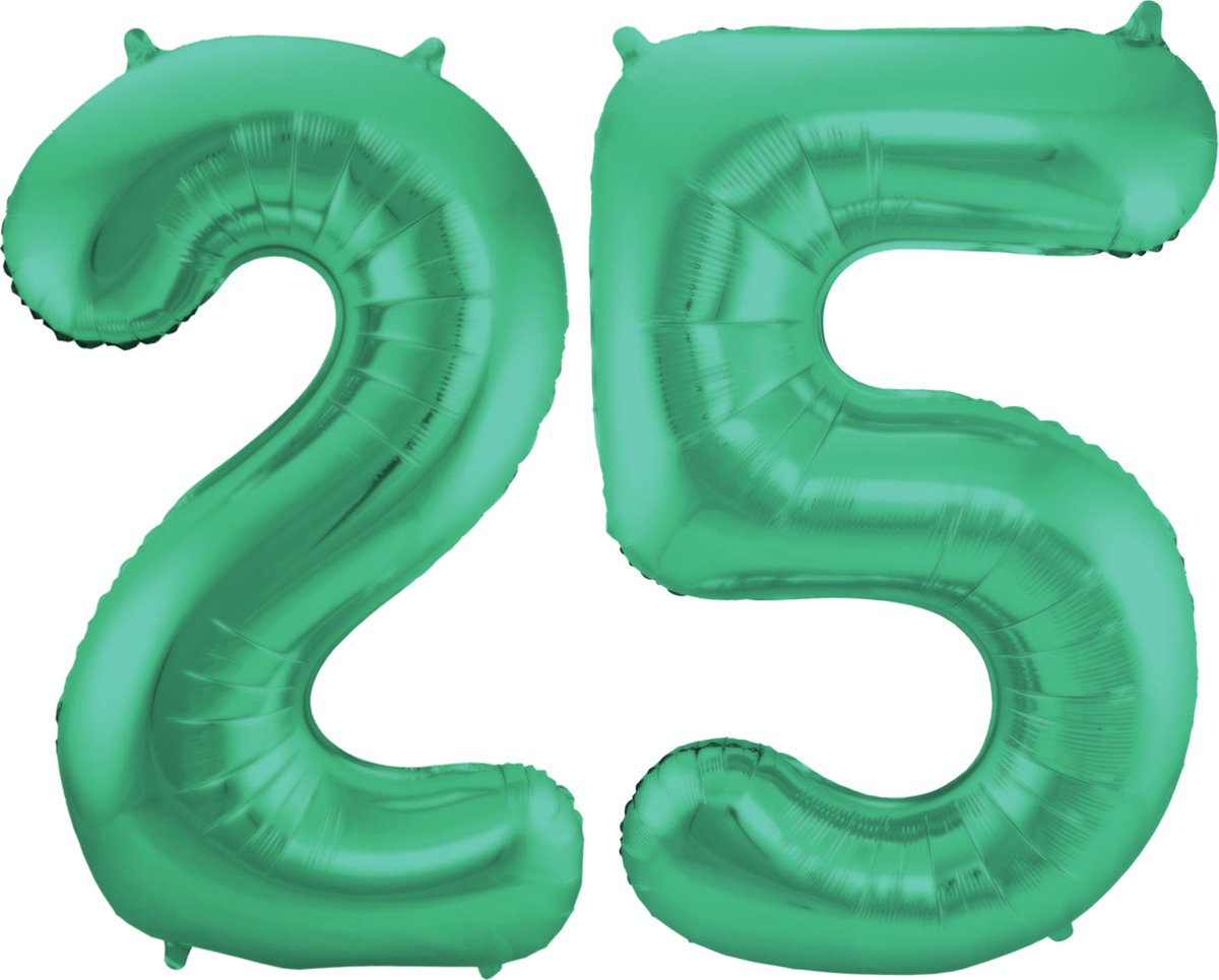 Folat Folie ballonnen - 25 jaar cijfer - glimmend groen - 86 cm ...
