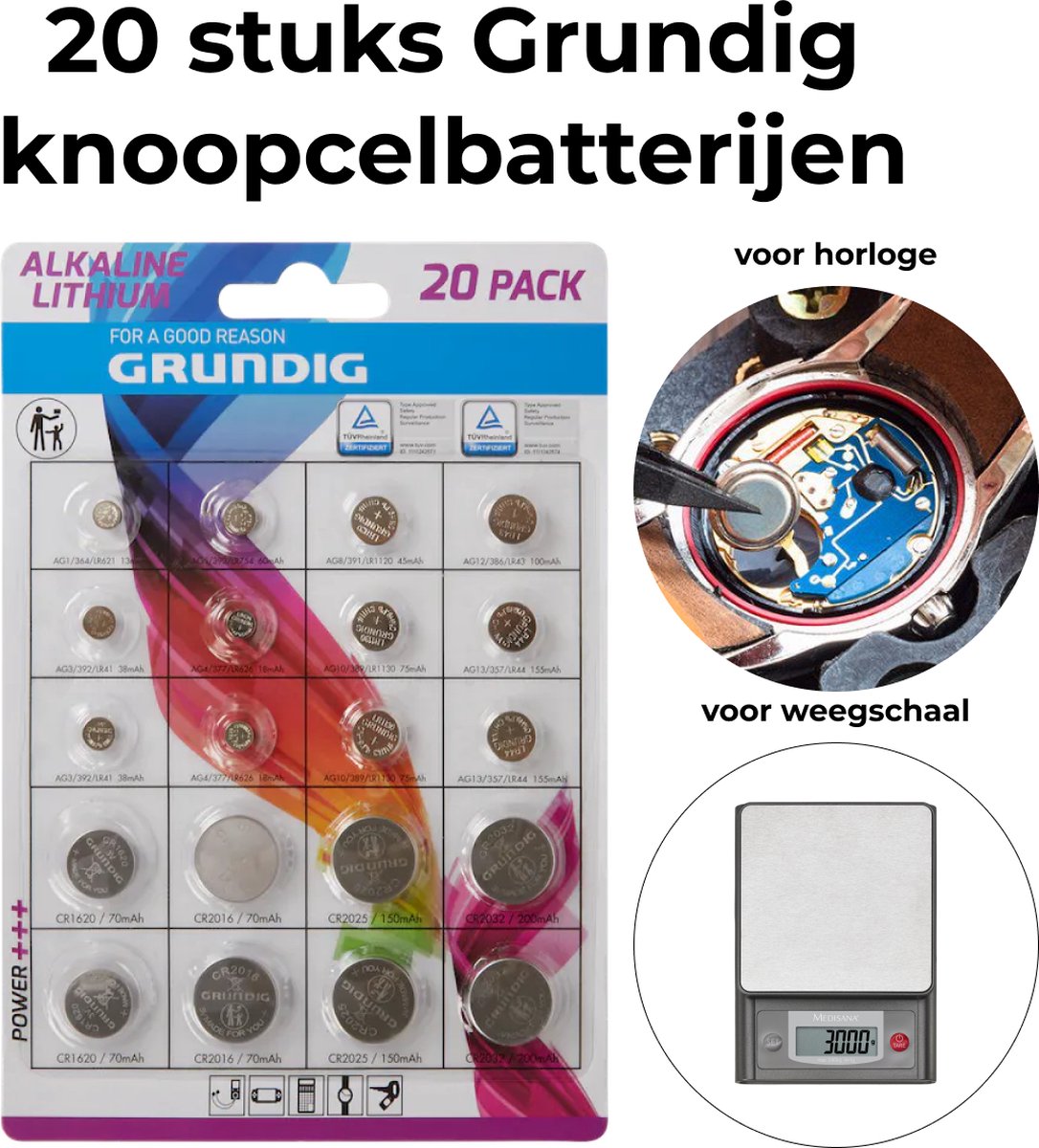 Set van 20 knoopcel batterijen horloges of weegschaal | 2 x CR2032 | 2 x CR2025 | 2 x... | bol.com