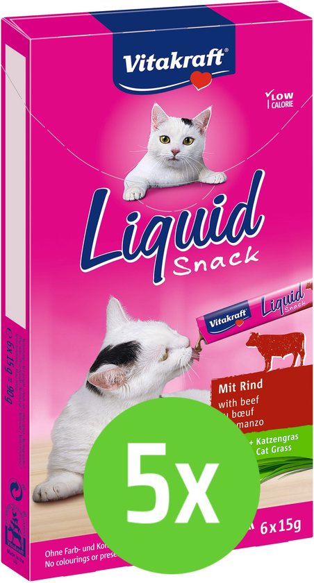 Vitakraft Cat Liquid Snack - Rund & Inuline - 5 x 6 st | bol