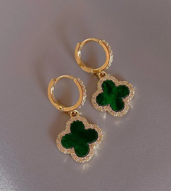 Klaver / Clover oorbellen | groen | goud gekleurd | bol.com