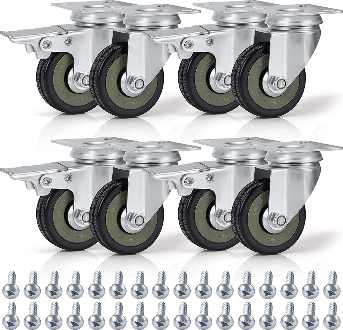 Kurtzy Heavy Duty Roulettes (Lot de 8) Roulettes Zwart 50 mm avec ...