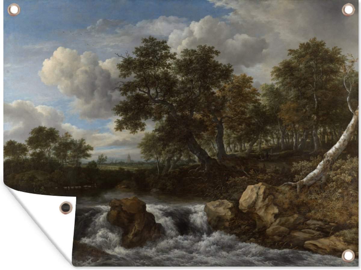 Muurdecoratie buiten Landschap met waterval - Schilderij van Jacob van ...