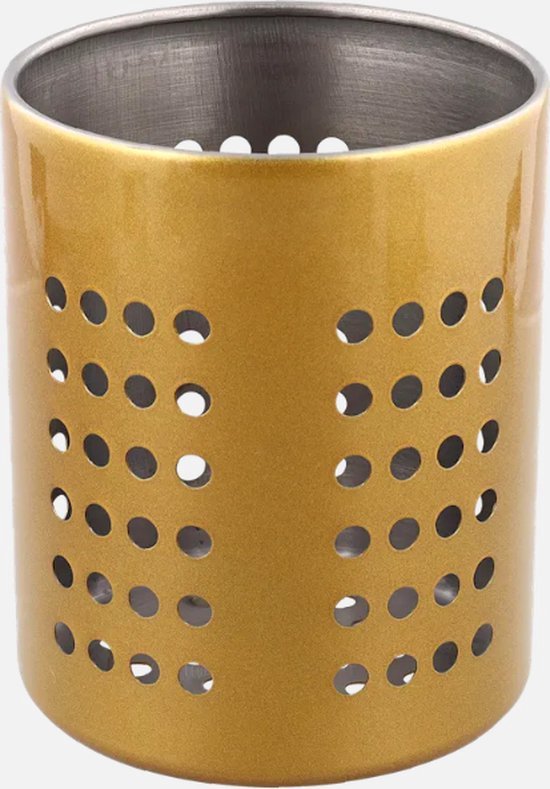 Bestekbeker / bestekhouder geperforeerd - Goud - RVS - Rond - Ø11,5 x ...