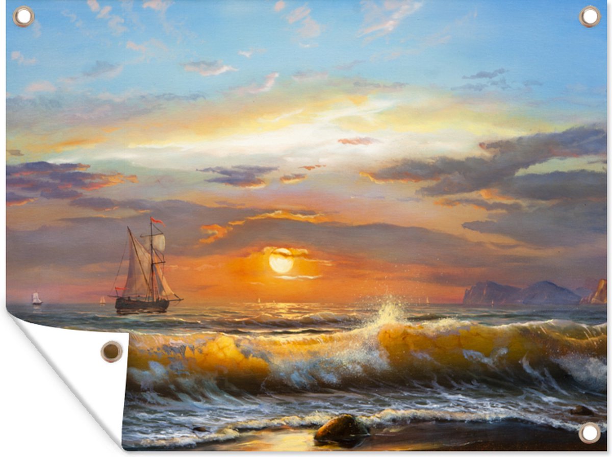 Tuin decoratie Schilderij - Water - Zeilboot - Olieverf - 40x30 cm ...