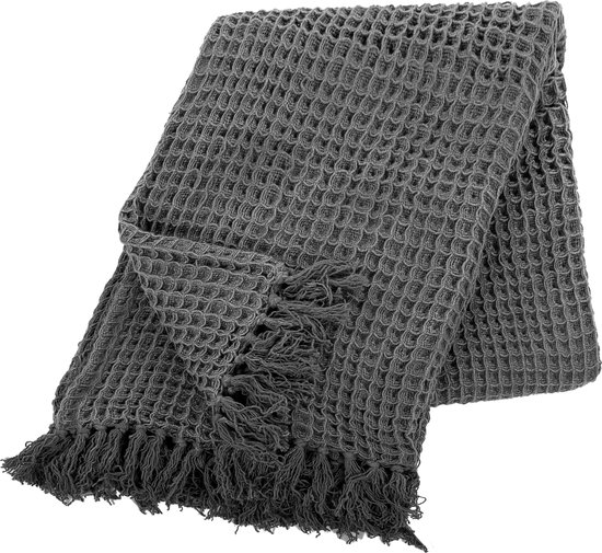 Plaid - Waffle - 130x170cm - Antraciet | bol