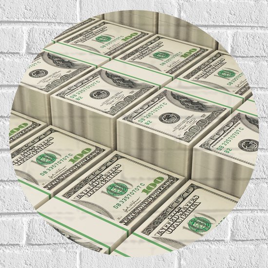 Muursticker Cirkel - Perfecte Rij Geld op Stapels - 60x60 cm Foto op ...