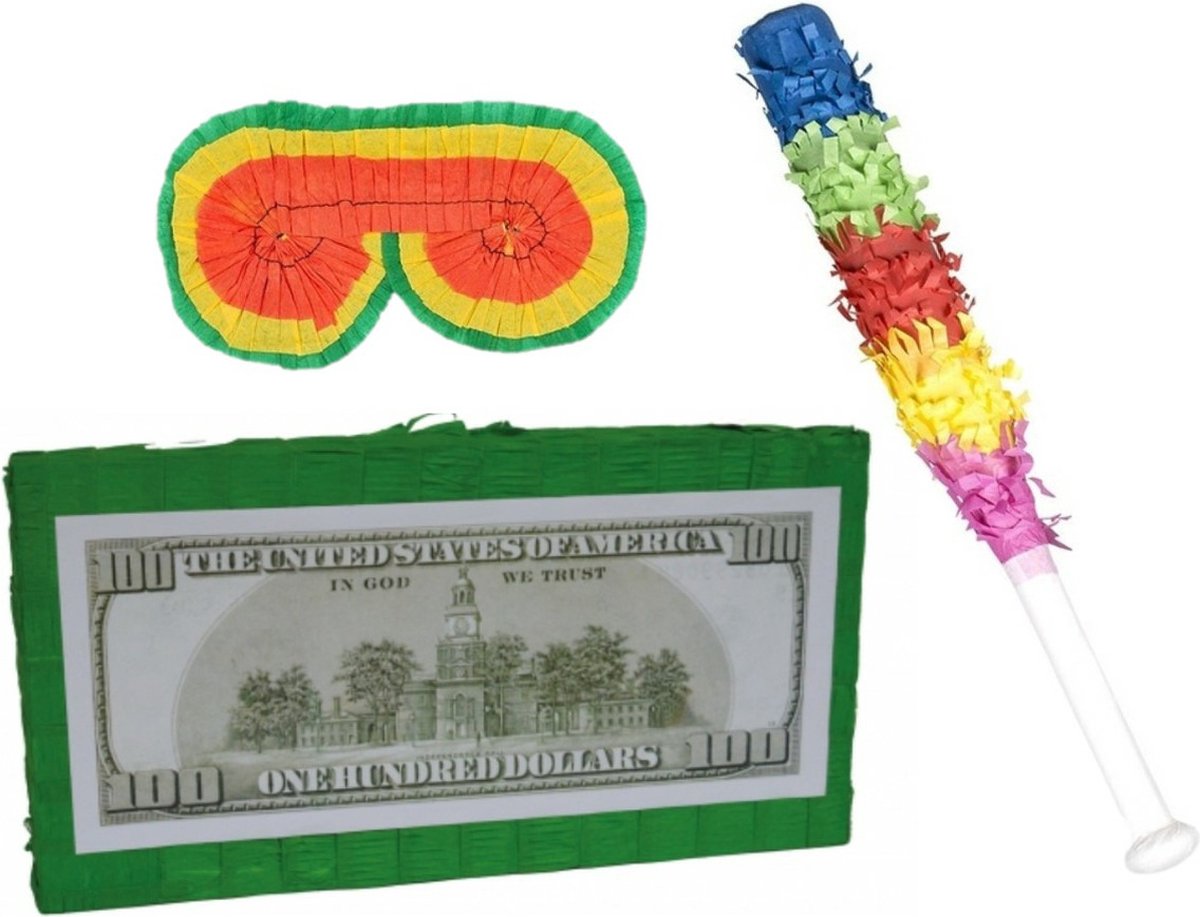 Funny Fashion - Verjaardag Pinata Dollar biljet van 50 x 26 cm set met ...