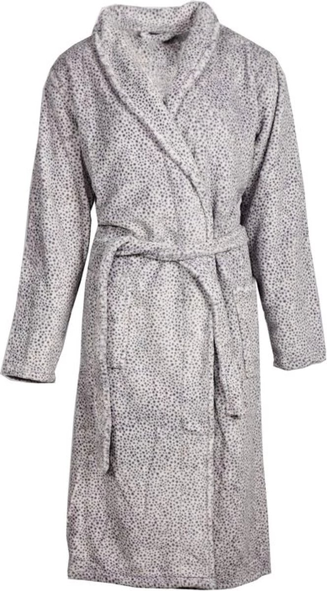 Badjas voor dames - damesbadjas met stippen - fleece - zacht & warm ...