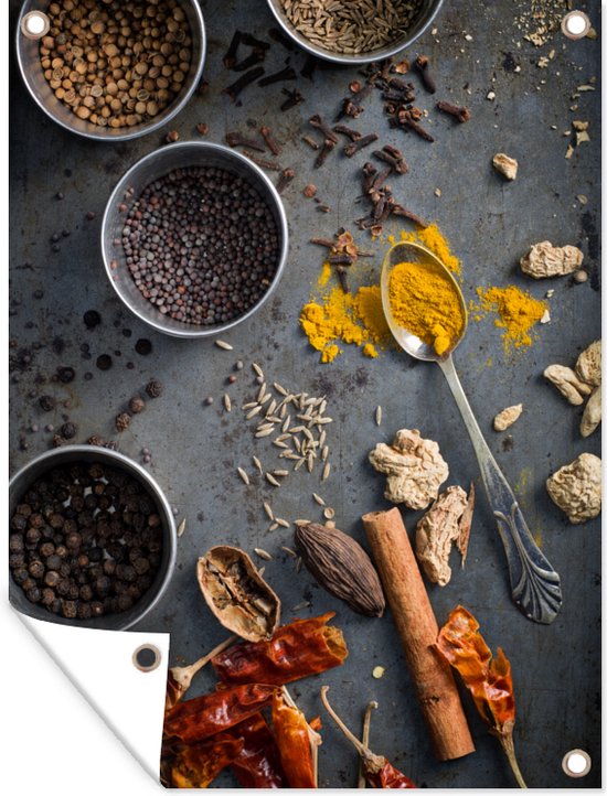 Tuinposter - Tuindoek - Tuinposters buiten - Kruiden - Lepel - Kom ...