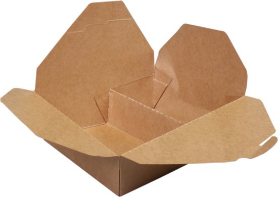 Biodore Bak - Kraftpapier + PLA - 2-vaks - maaltijdbox - 168x138x51mm ...