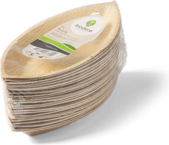 Biodore Bord - ovaal - 1-vaks - palmblad - 23x12.5cm - naturel ...