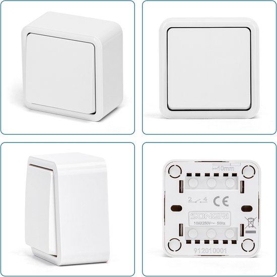 Wisselschakelaar - Opbouw - Enkel Schakelaar - Wit | bol.com