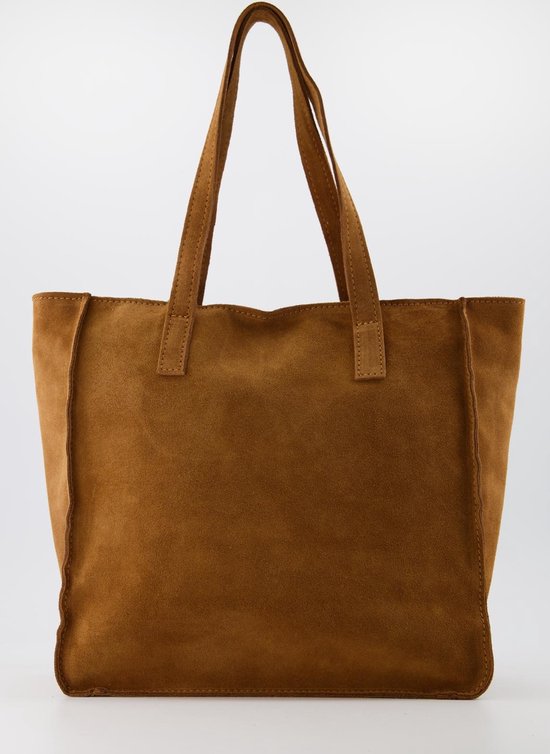 tas - hand tas-suède-cognac- met lange band | bol