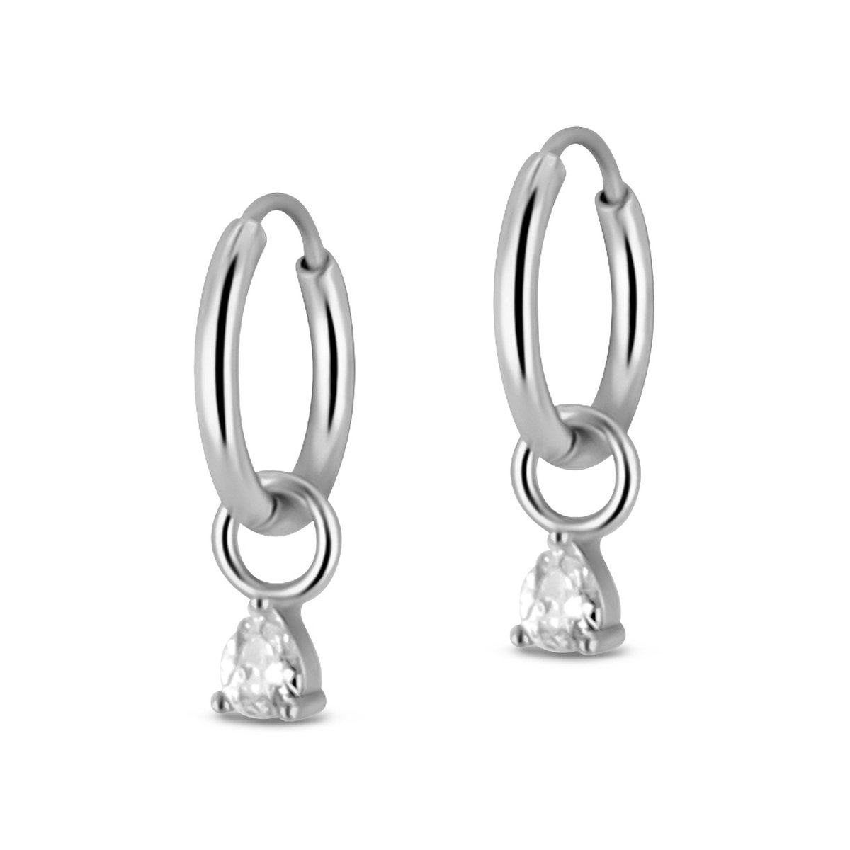 Silventi 9SIL-23055 Zilveren Oorringen met Zirkonia Hangertje - Zirkonia - 4,6x3,5mm -... | bol.com