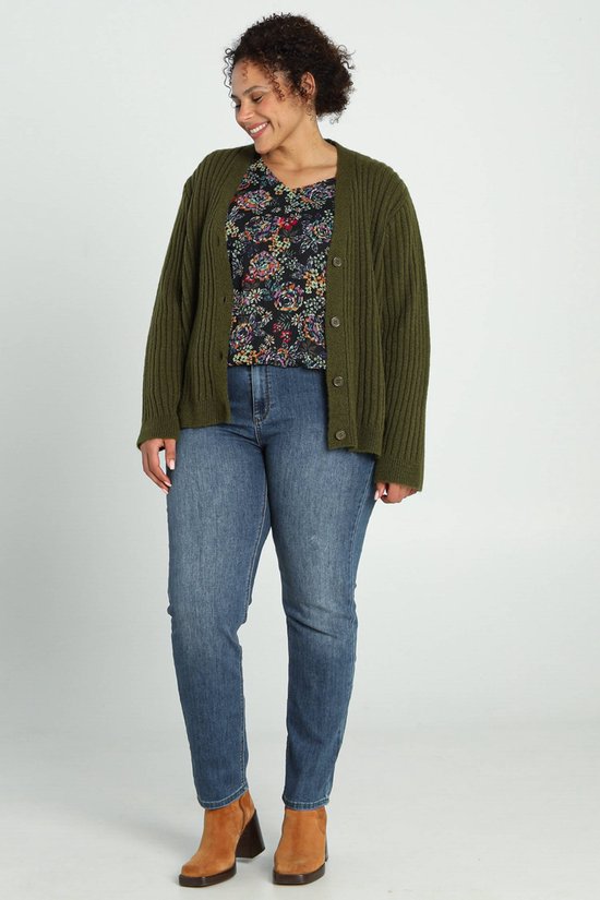 Paprika Effen cardigan met ribbels en knopen | bol