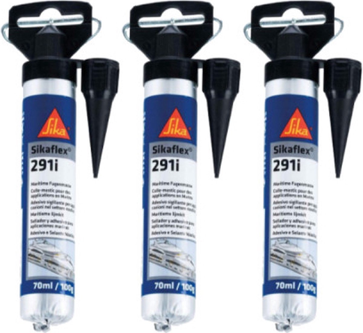 Set van 3 SIKA Sikaflex 291i marine kit - Zwart - Mini navulling 70ml | bol