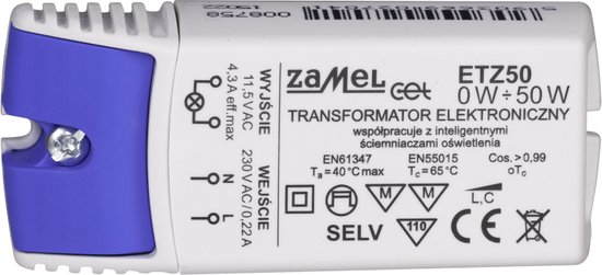 Zamel Electronic Transformator 230V naar 11,5V 0-50W | bol